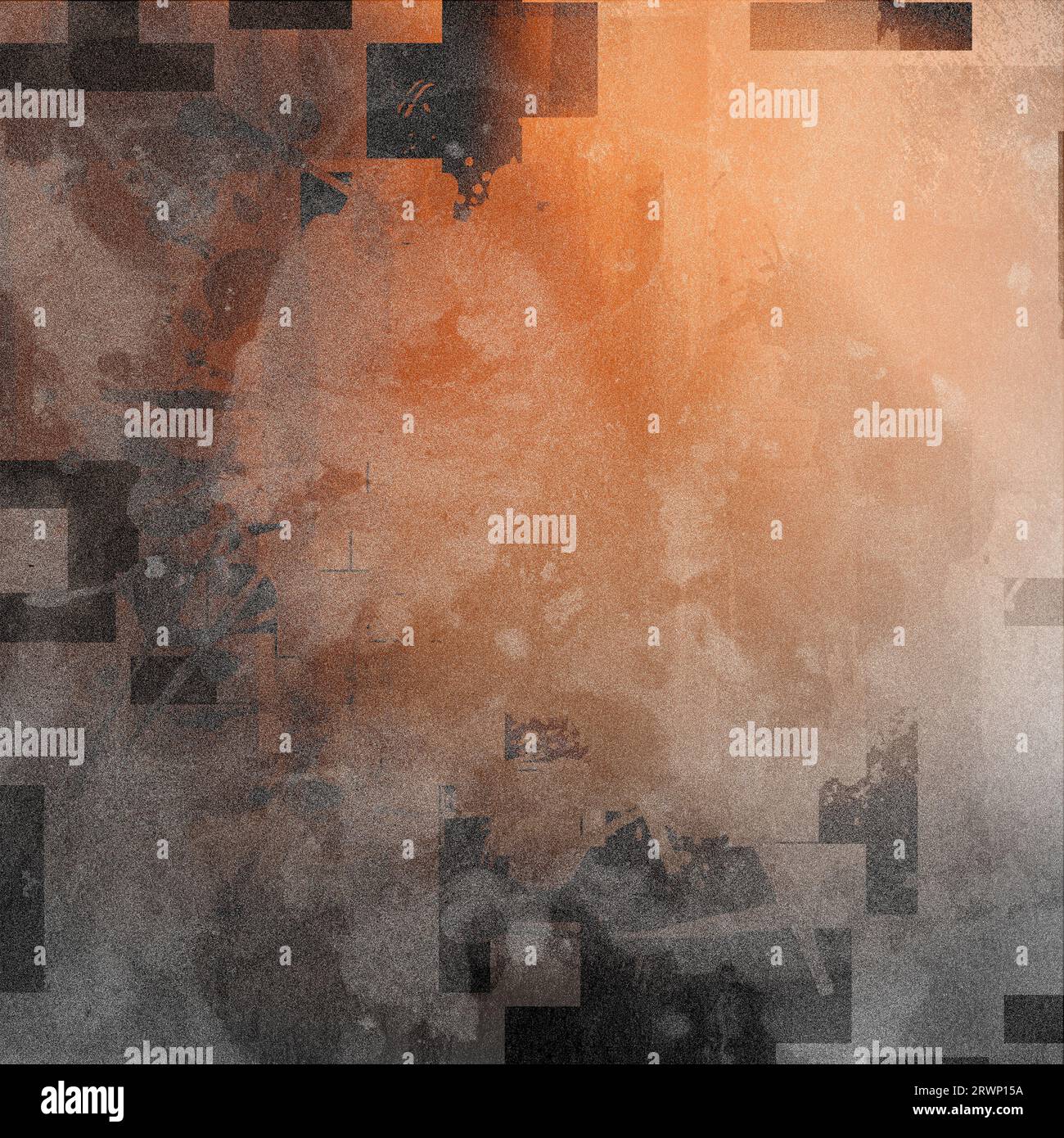 Abstract orange background with textured grunge and geometry effect ...