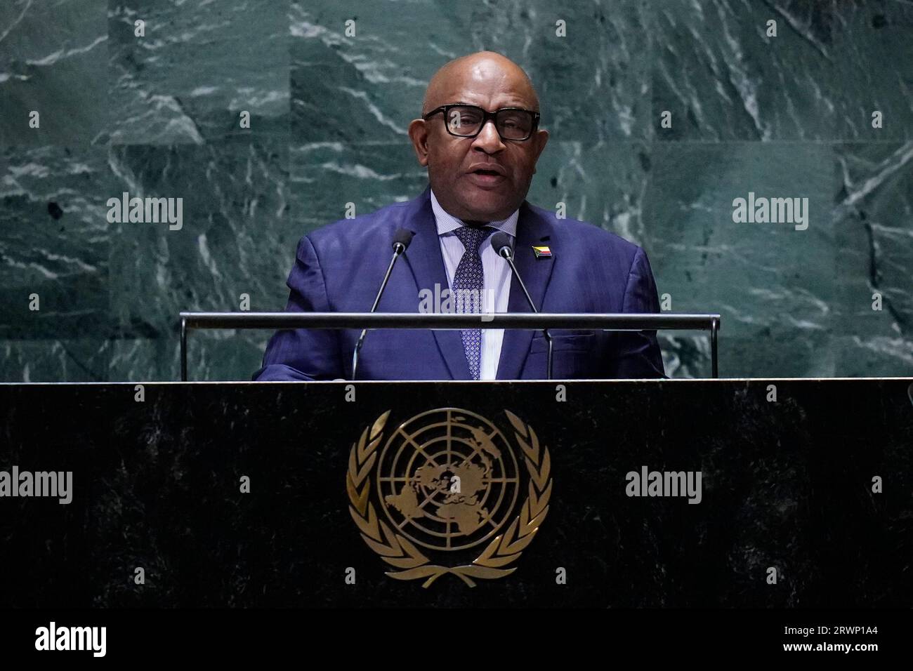 Comoros President Azali Assoumani addresses the 78th session of the ...