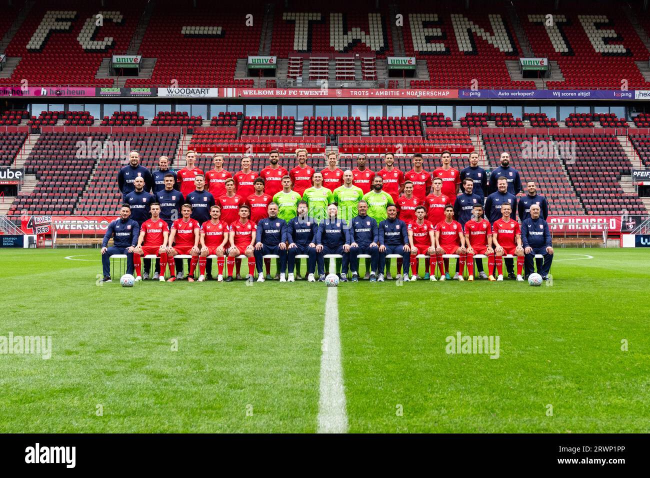 ENSCHEDE, NETHERLANDS - SEPTEMBER 19: The FC Twente squad pose for a ...