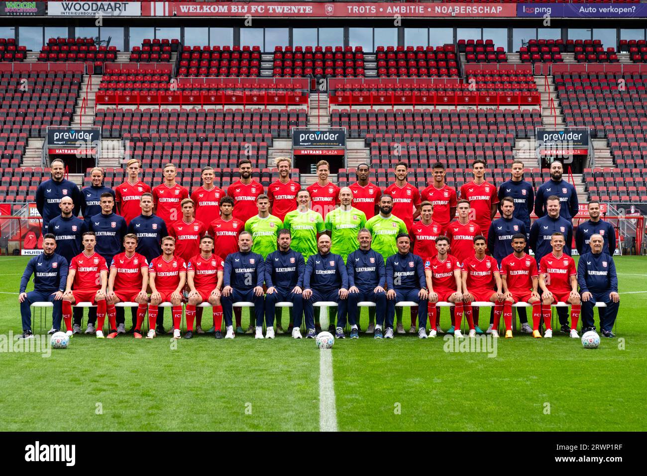 ENSCHEDE, NETHERLANDS - SEPTEMBER 19: The FC Twente squad pose for a ...