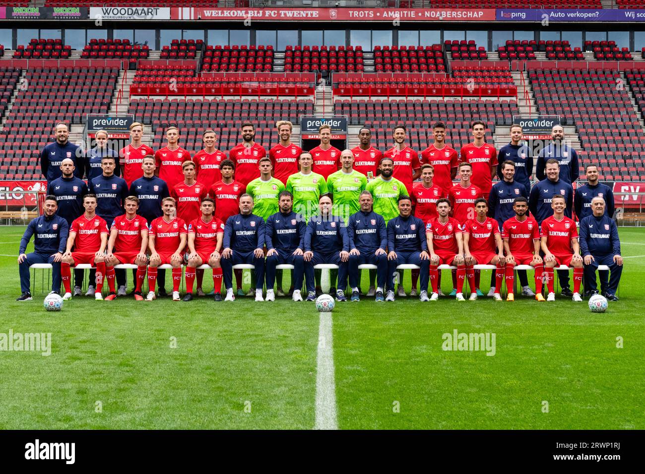 ENSCHEDE, NETHERLANDS - SEPTEMBER 19: The FC Twente squad pose for a ...