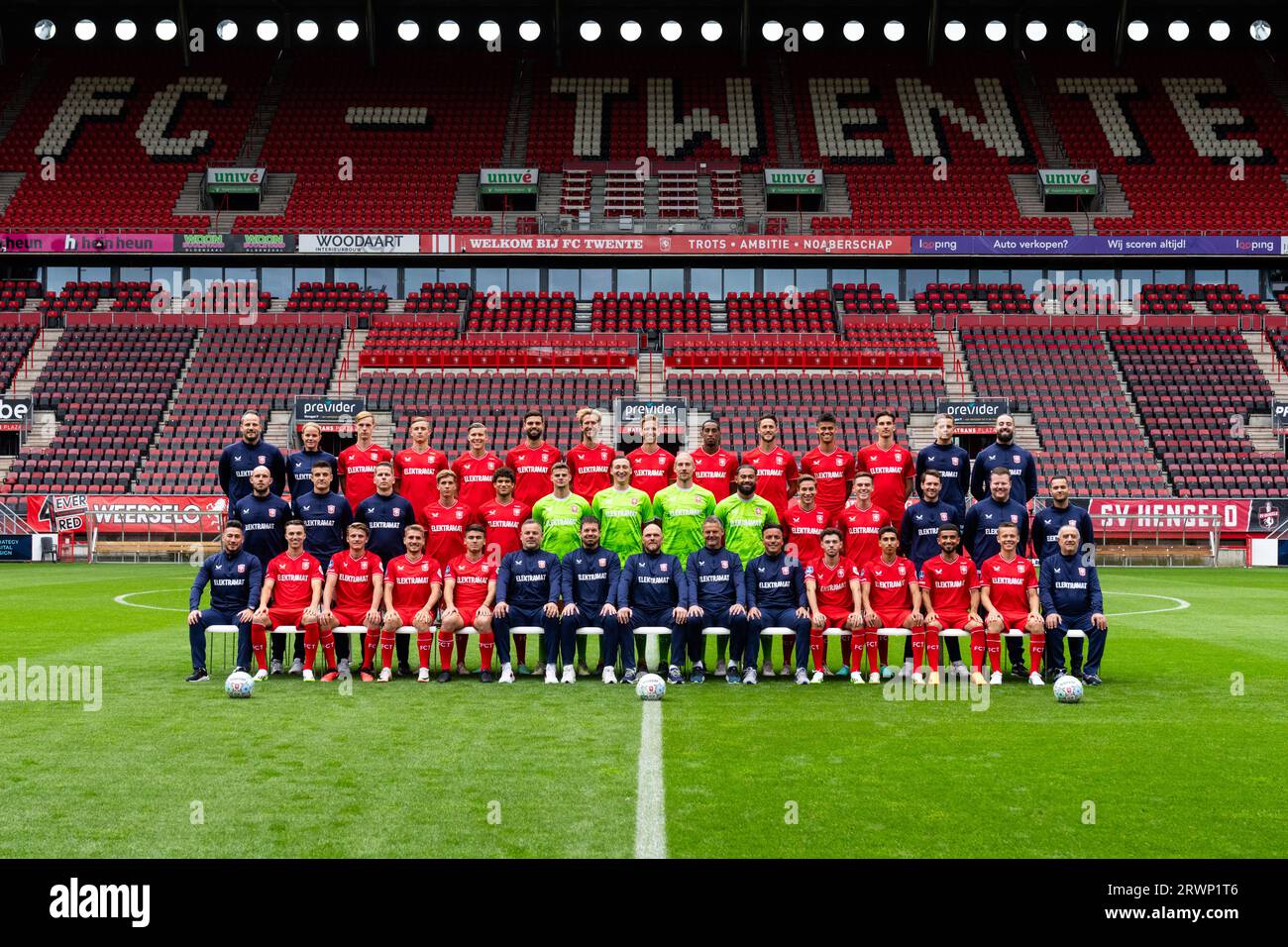 ENSCHEDE, NETHERLANDS - SEPTEMBER 19: The FC Twente squad pose for a ...