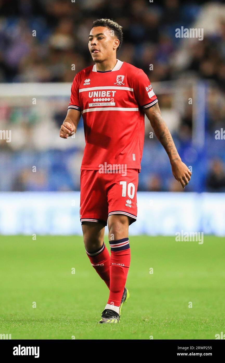 Sheffield, UK. 19th Sep, 2023. Middlesbrough midfielder Morgan Rogers ...
