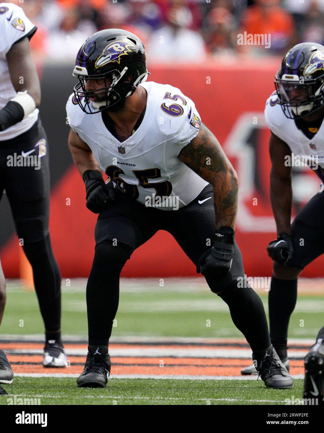 Baltimore Ravens guard Patrick Mekari (65) plays during an NFL football ...
