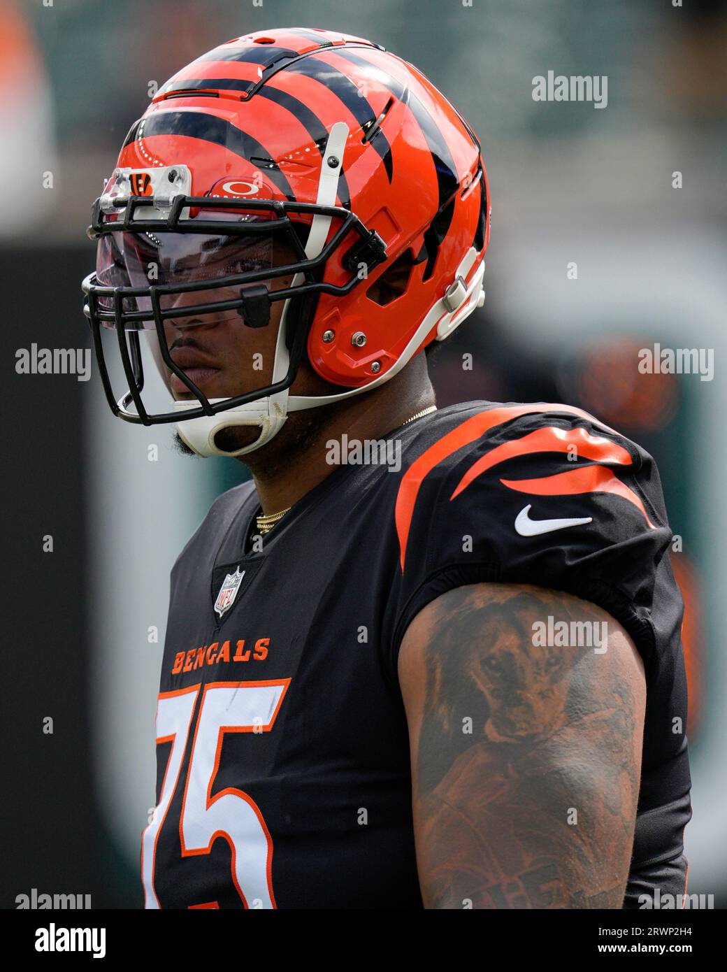 Cincinnati Bengals offensive tackle Orlando Brown Jr. warms up during ...