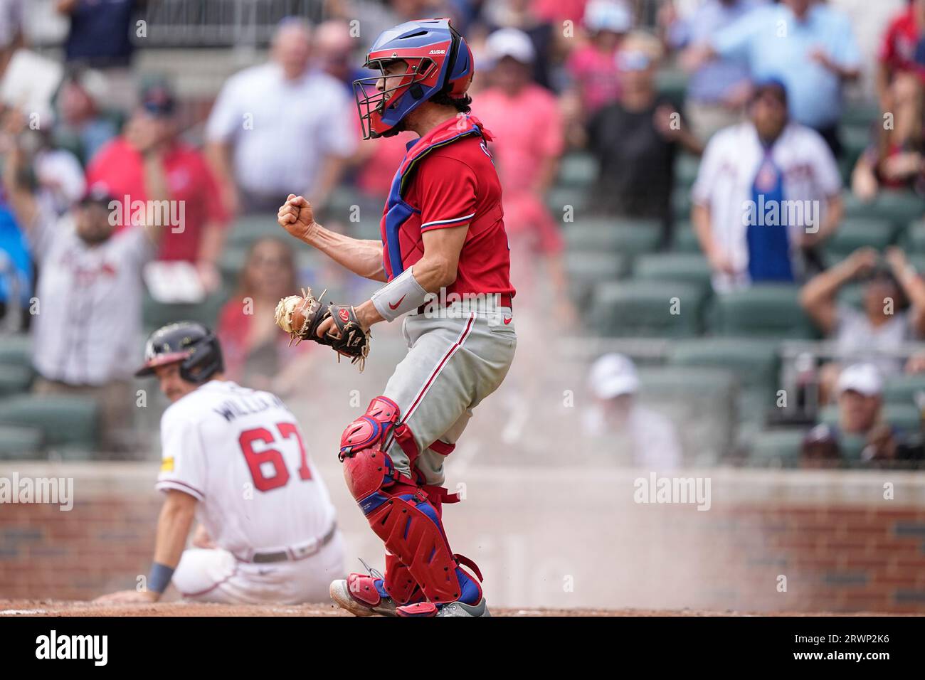 Philadelphia Phillies catcher Garrett Stubbs (21) celebrates after ...
