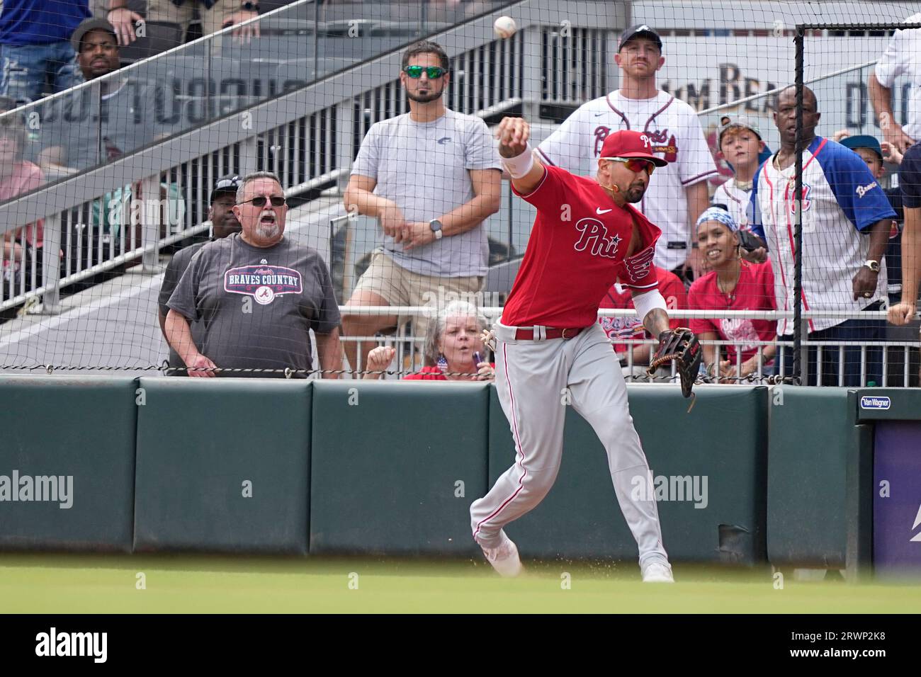 Philadelphia Phillies right fielder Nick Castellanos (8) throws the ...