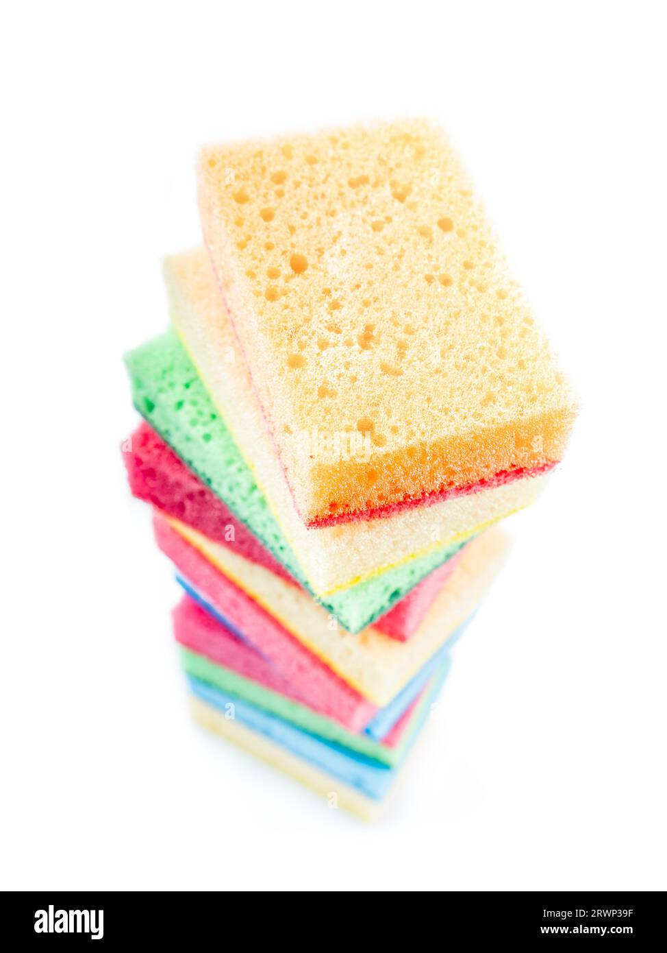 Pile of colorful kitchen sponges shot on white background Stock Photo ...