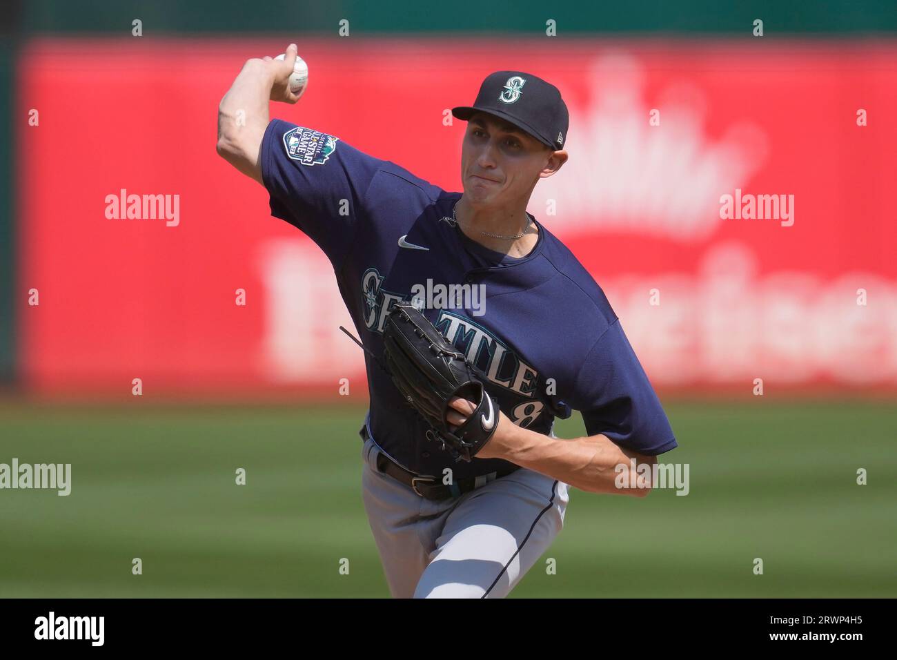 Seattle Mariners pitcher George Kirby works against the Oakland ...