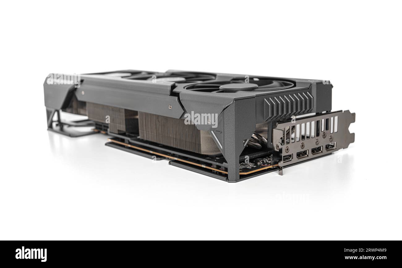 Powerful modern video card on a white background Stock Photo - Alamy