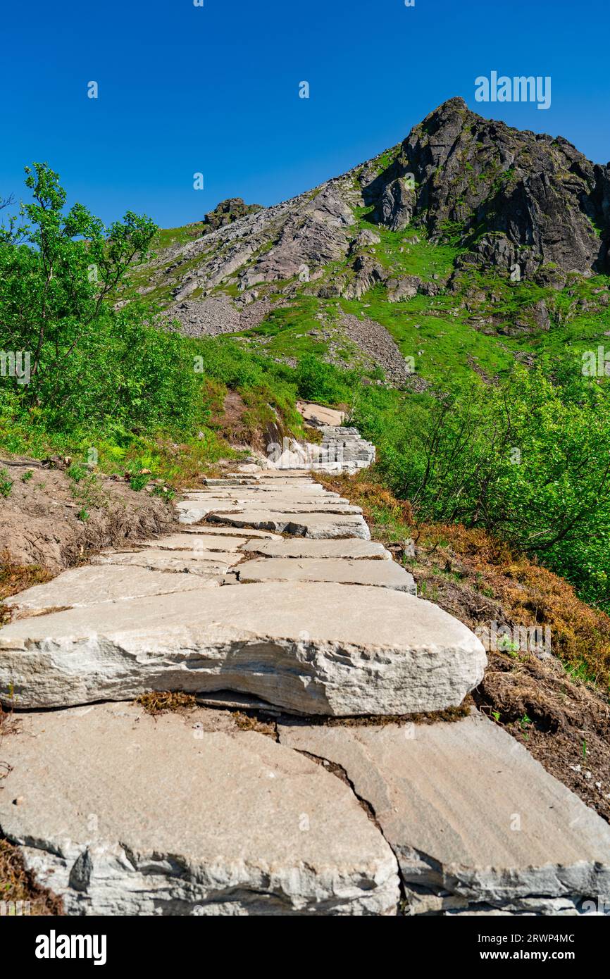 Djevelporten or Devils gate in Floya mountain hiking trail. Norway ...