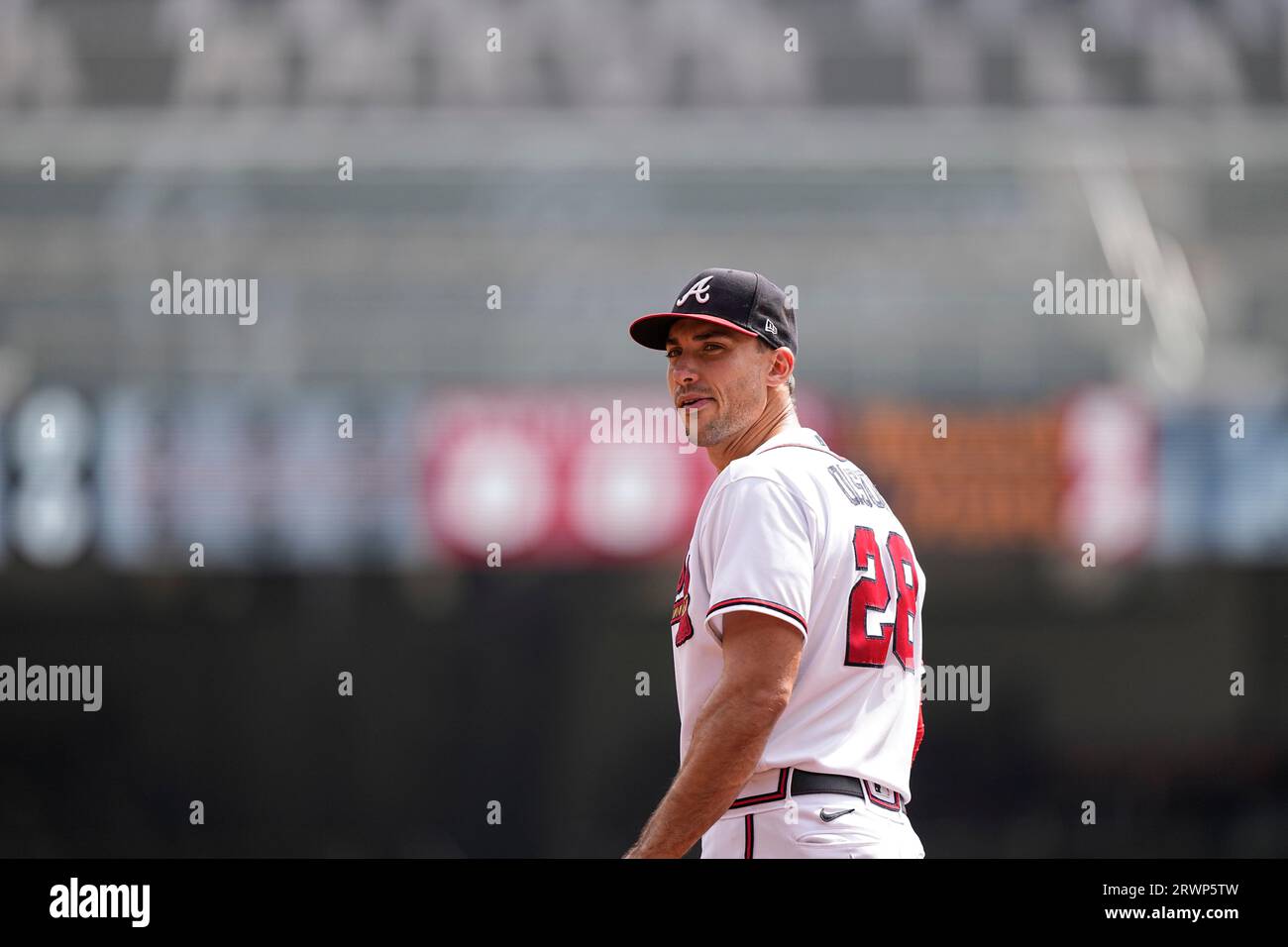Atlanta Braves first baseman Matt Olson (28) during a baseball game ...