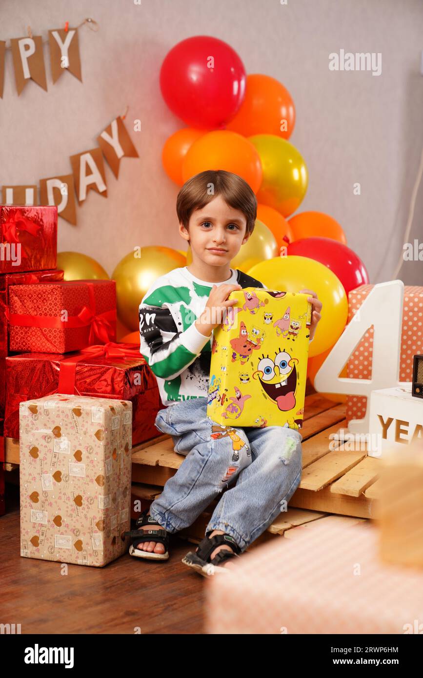 4th Birthday Studio Photography Stock Photo - Alamy