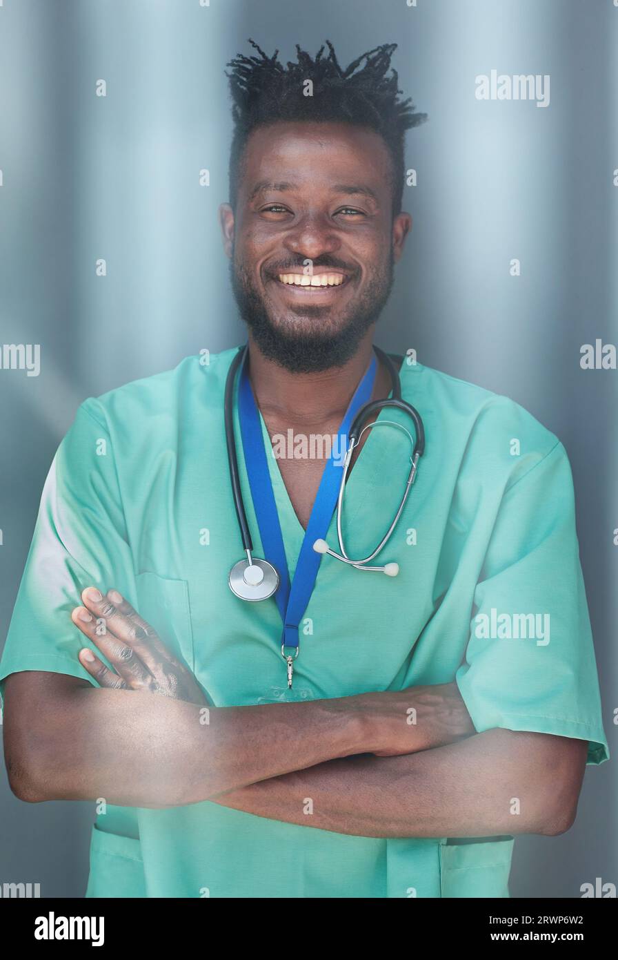African doctor man screen hi-res stock photography and images - Alamy