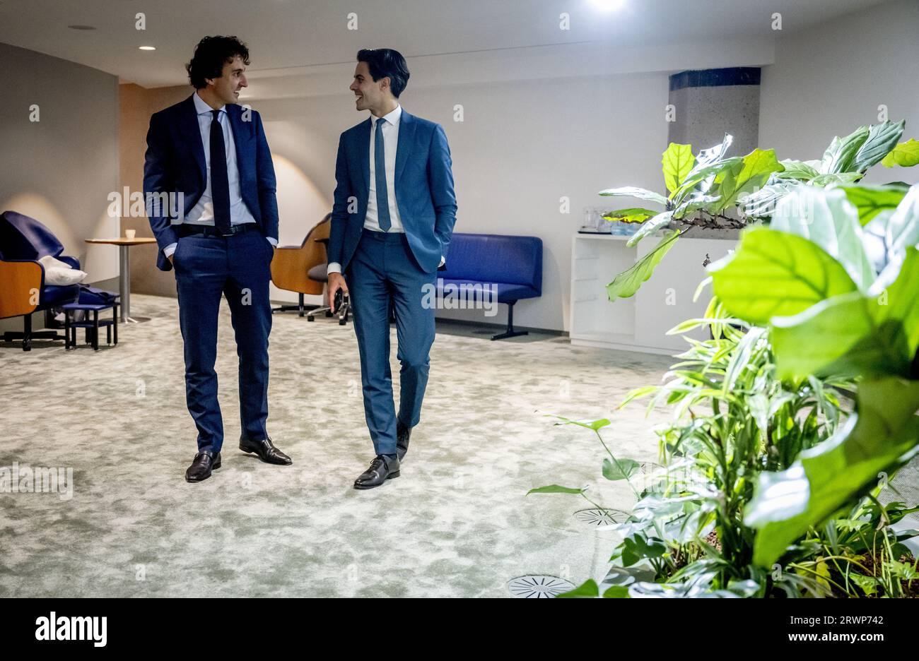 THE HAGUE - Jesse Klaver and Rob Jetten during the first day of the ...