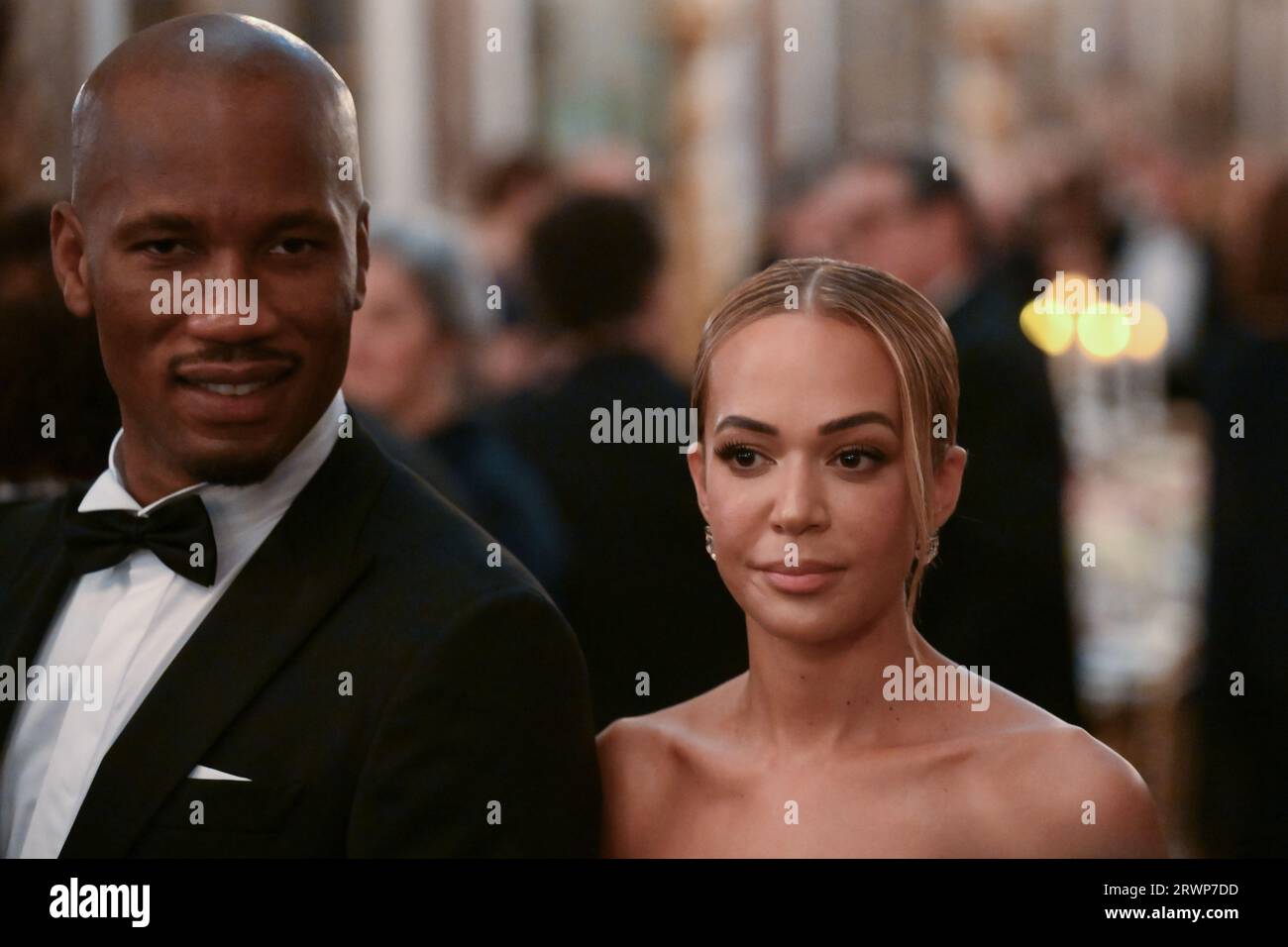Didier Drogba and Gabrielle Lemaire attending the State Banquet at the ...