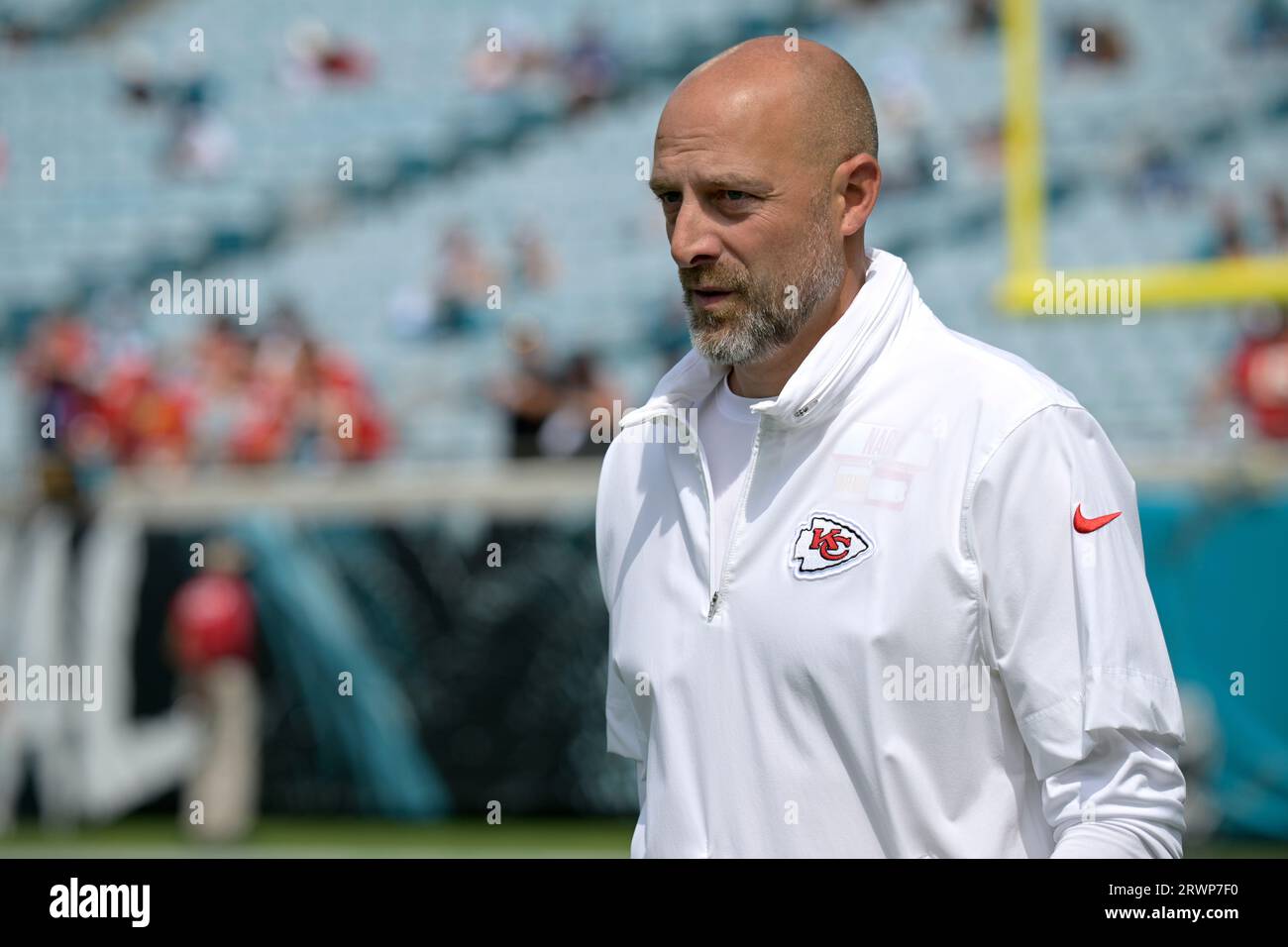 Kansas City Chiefs offensive coordinator Matt Nagy walks on the field ...