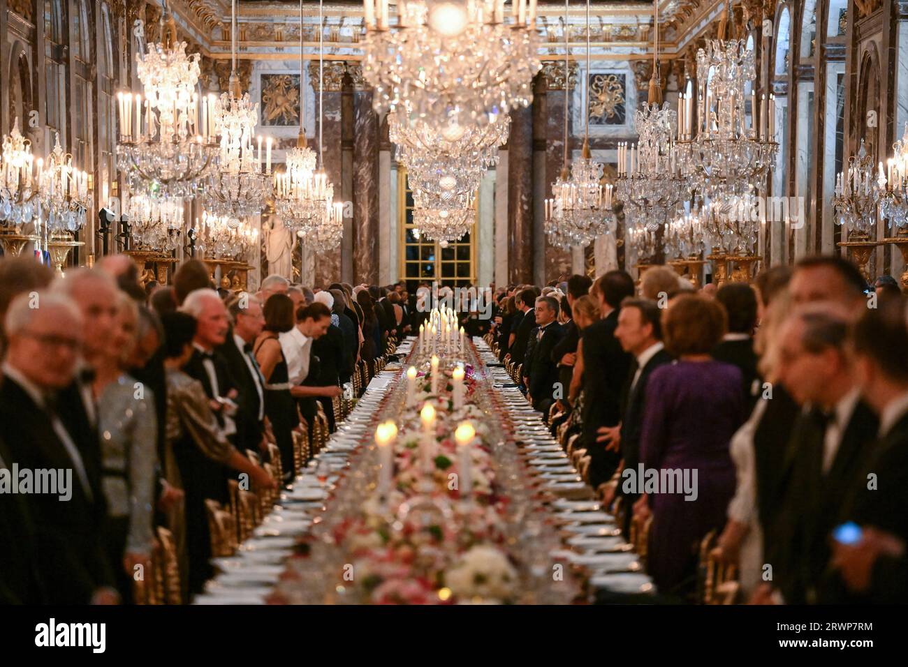 Guests attending the State Banquet at the Palace of Versailles, Paris ...
