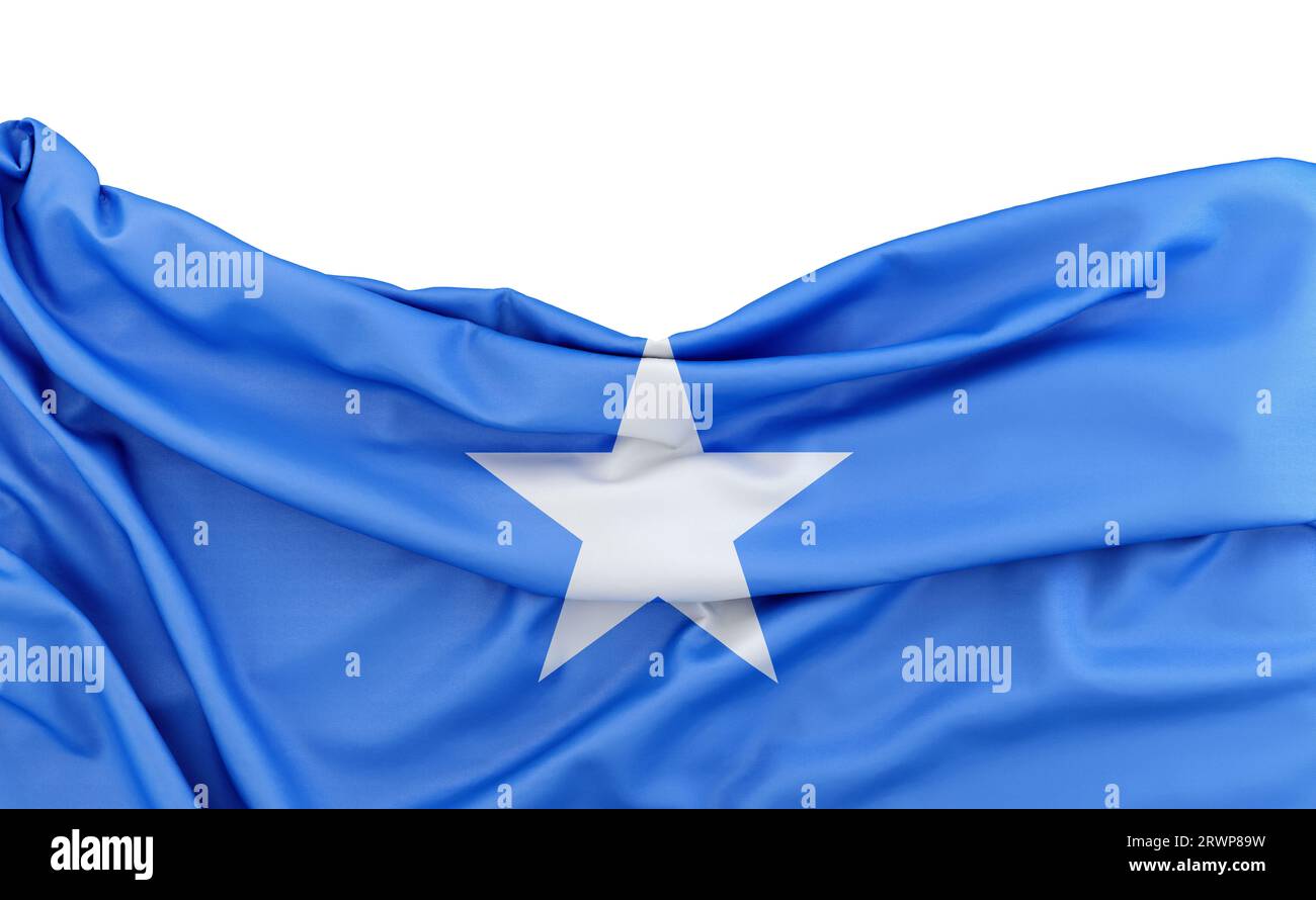 Flag of Somalia isolated on white background with copy space above. 3D ...