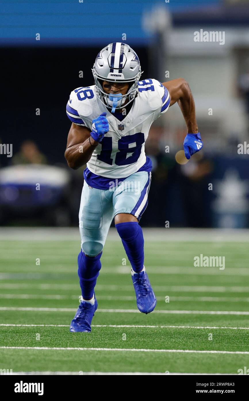 Dallas Cowboys wide receiver Jalen Tolbert (18) runs a pass route ...