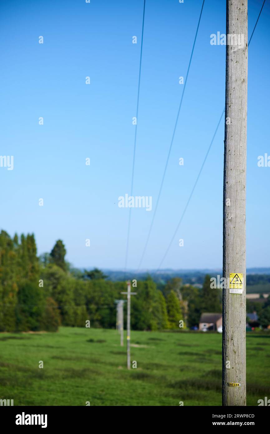 Herefordshire UK - 4 Sep 2023 : Telegraph pole with visible yellow ...