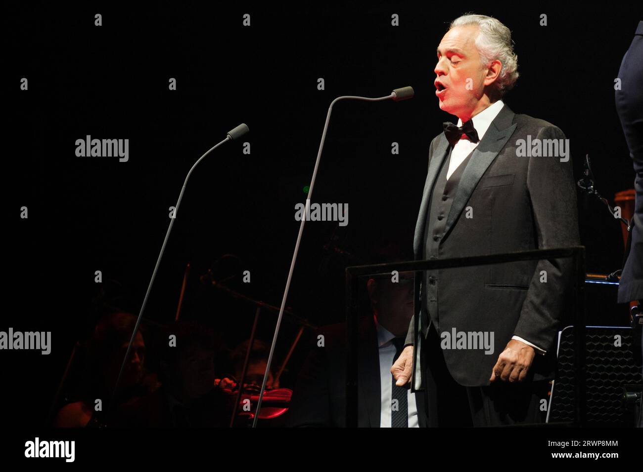 The singer Andrea Bocelli during a performance at the WiZink Center ...