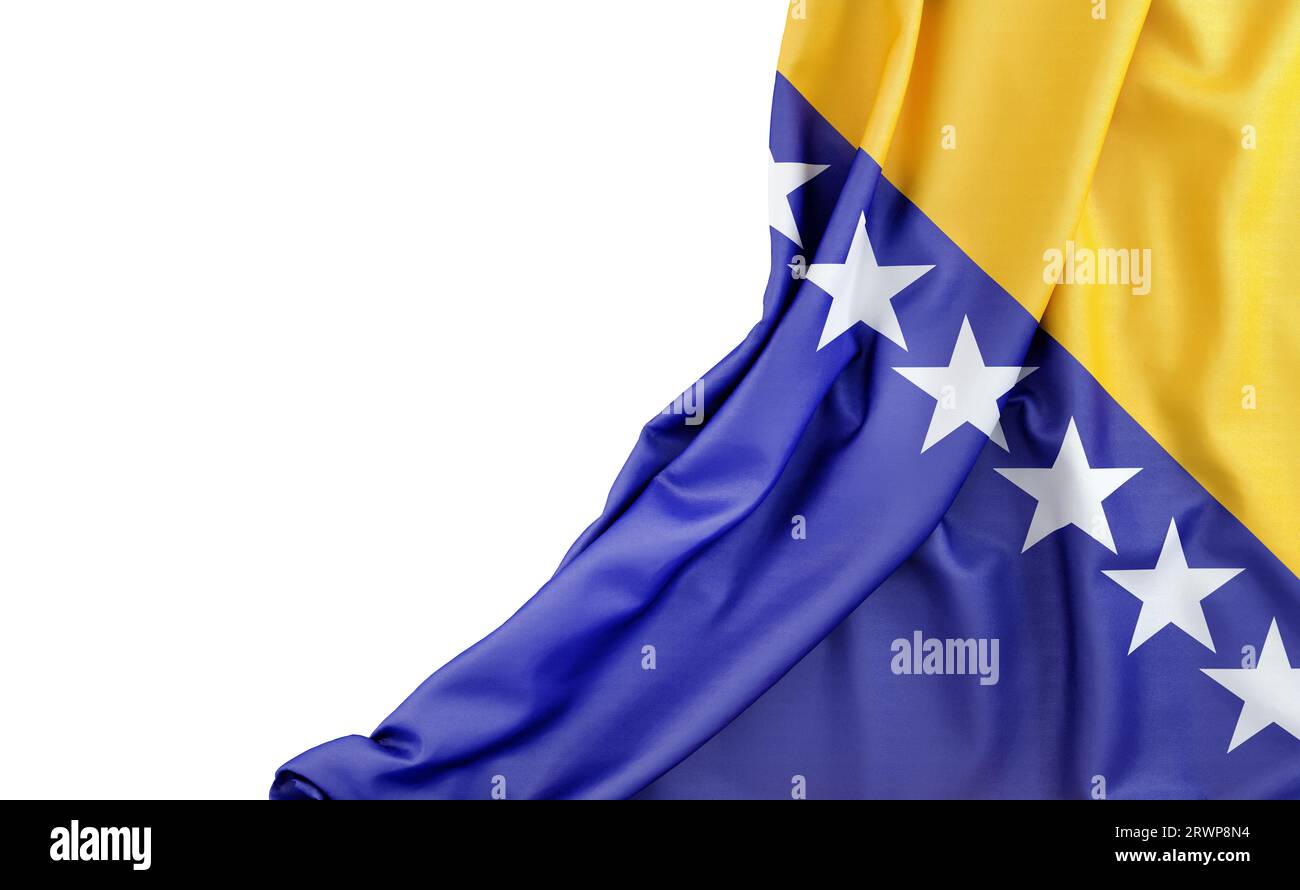 Flag of Bosnia and Herzegovina with empty space on the left. Isolated ...