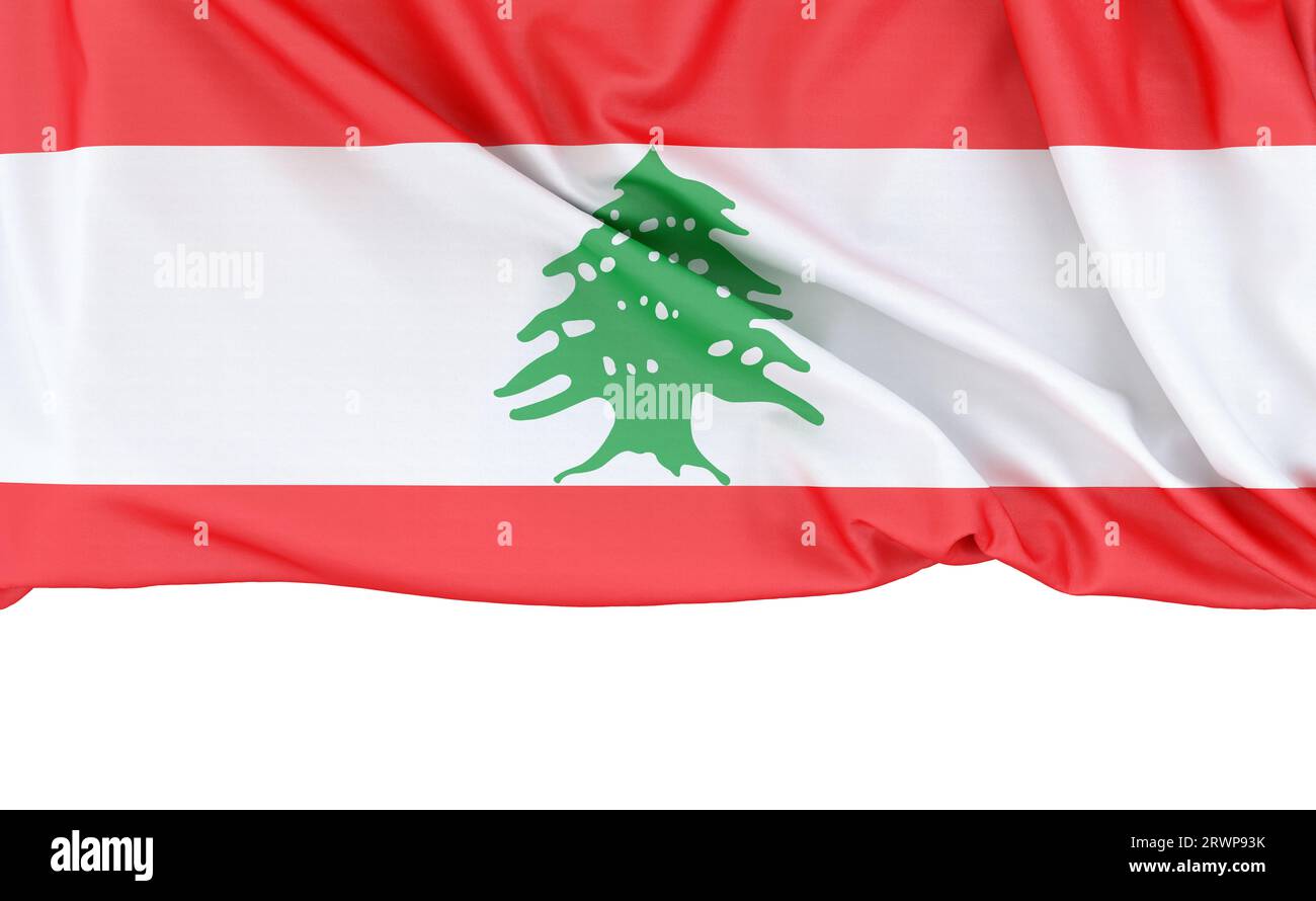 Flag of Lebanon isolated on white background with copy space below. 3D rendering Stock Photo - Alamy