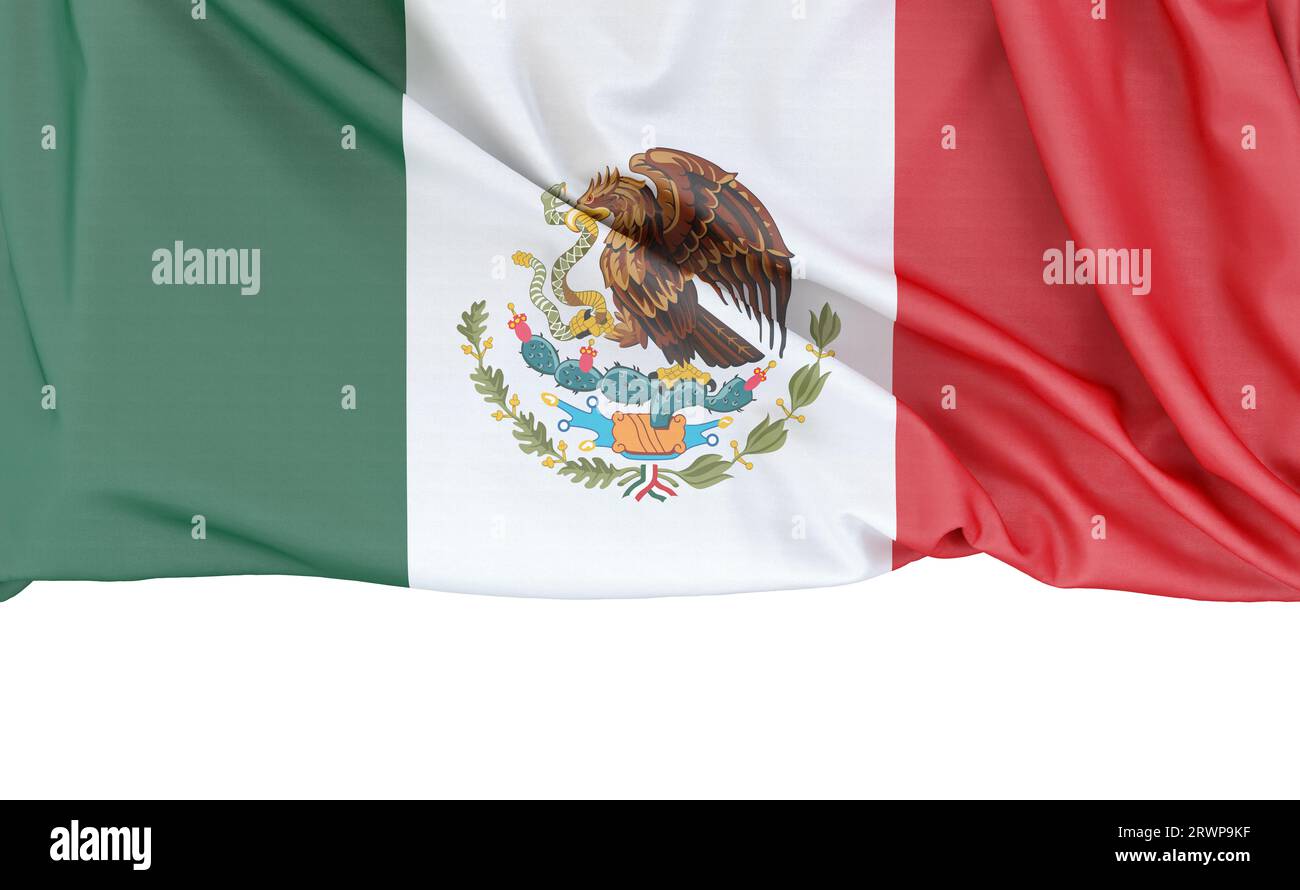 Flag of Mexico isolated on white background with copy space below. 3D rendering Stock Photo - Alamy