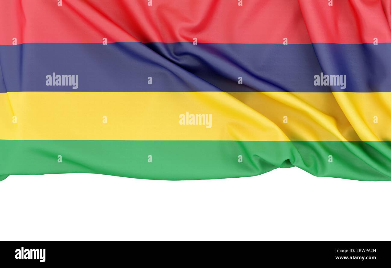 Flag of Mauritius isolated on white background with copy space below. 3D rendering Stock Photo ...
