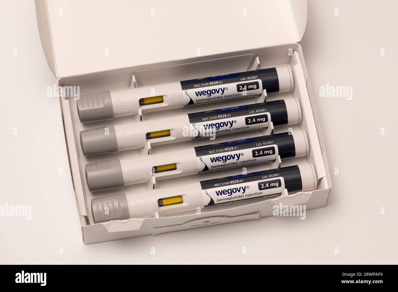 Still life of Wegovy an injectable prescription weight loss medicine ...