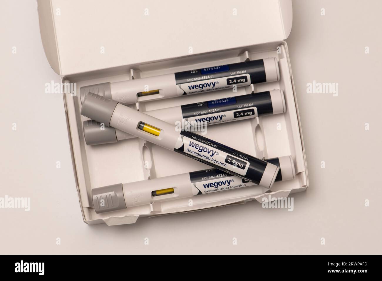 Still life of Wegovy an injectable prescription weight loss medicine ...