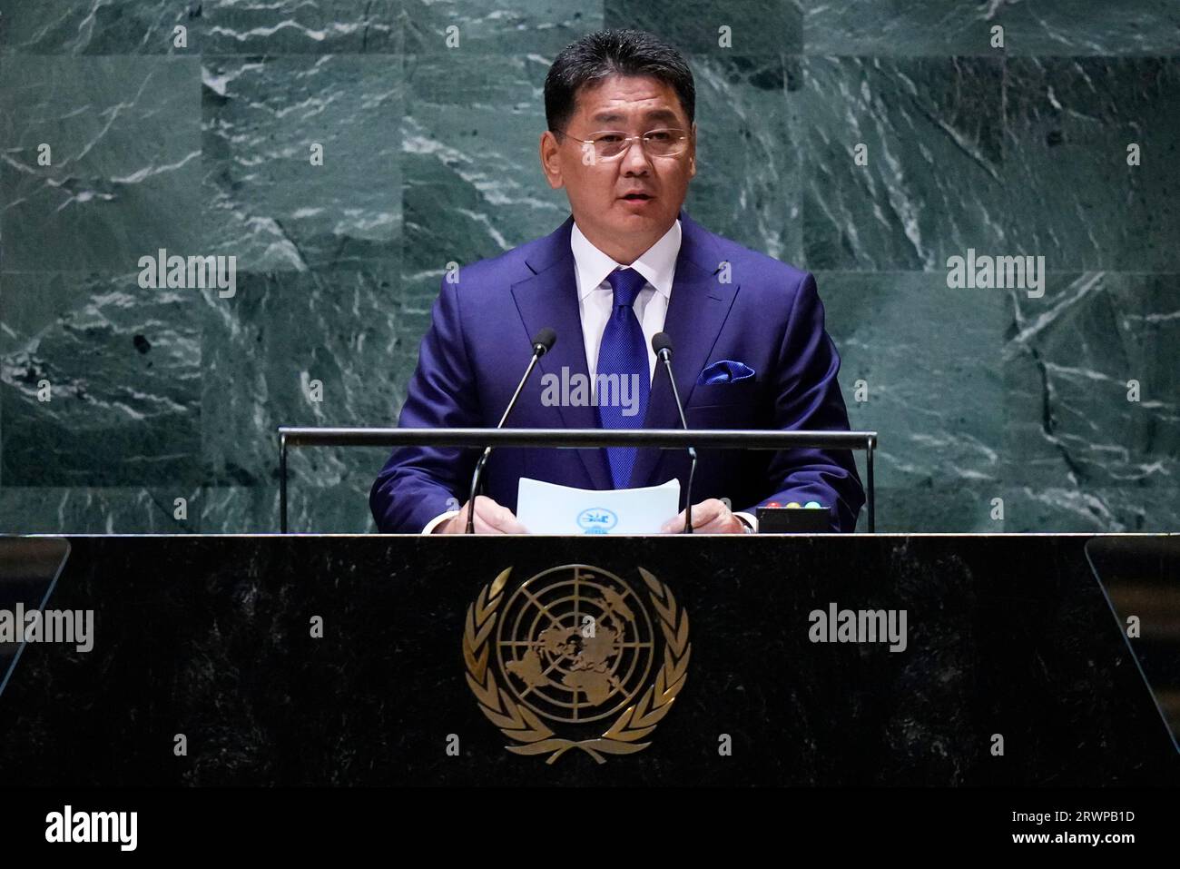 Mongolia's President Ukhnaagiin Khurelsukh addresses the 78th session ...