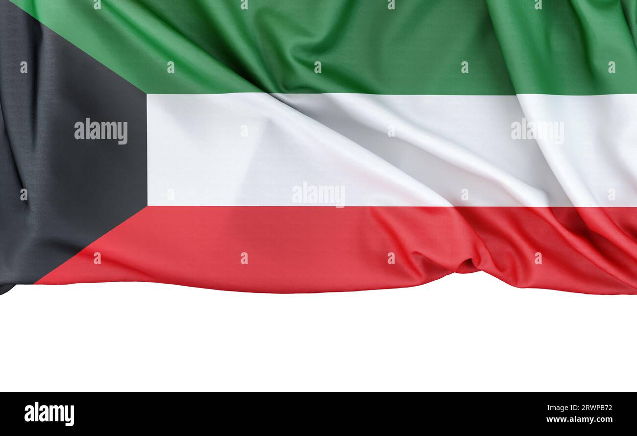 Flag of Kuwait isolated on white background with copy space below. 3D rendering Stock Photo - Alamy