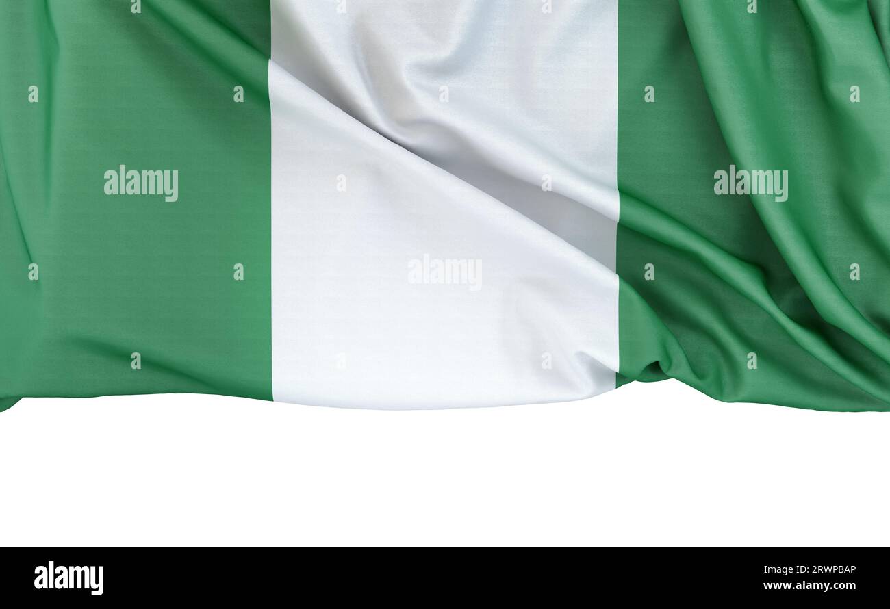 Flag of Nigeria isolated on white background with copy space below. 3D rendering Stock Photo - Alamy