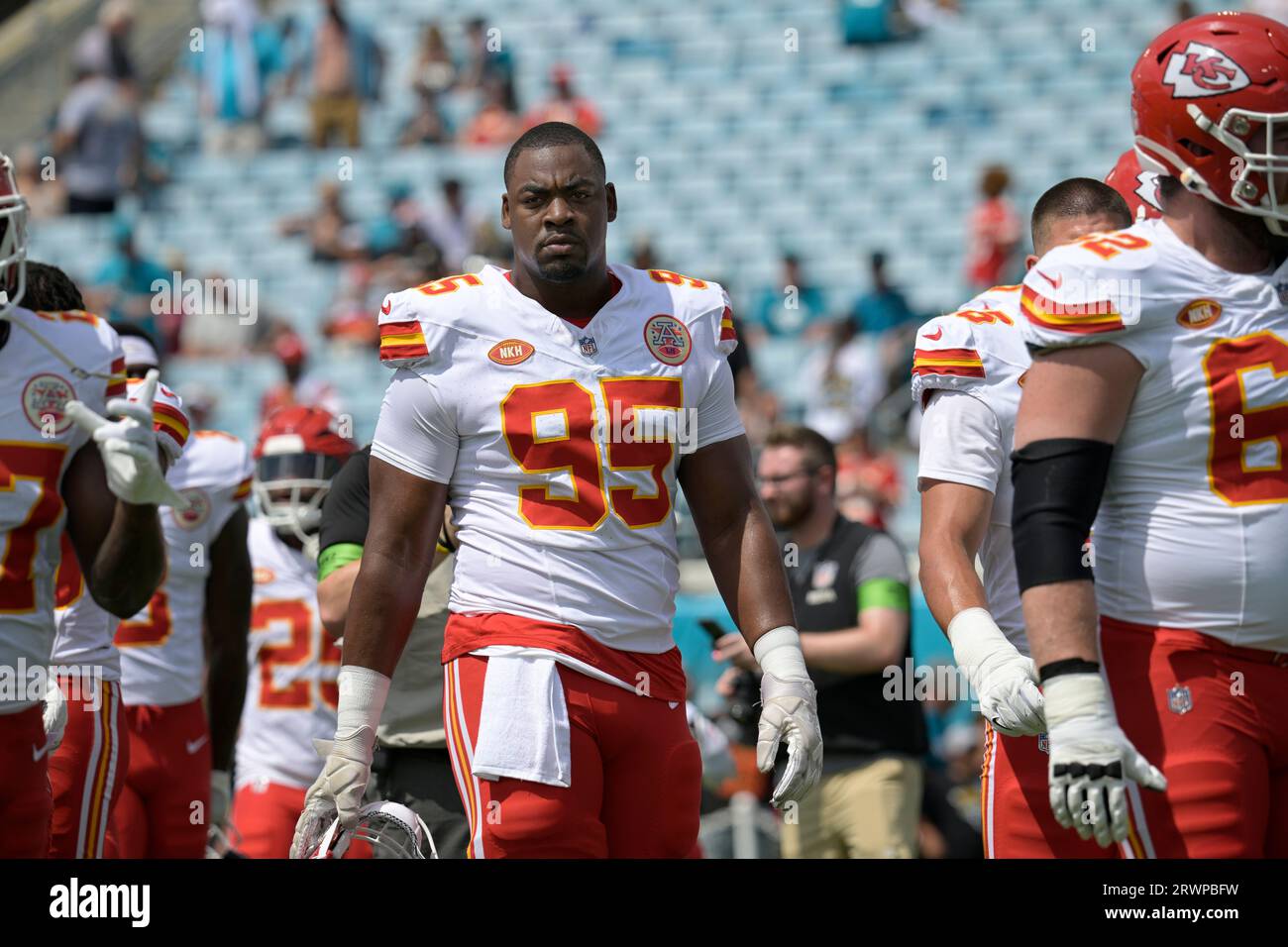 Kansas City Chiefs defensive tackle Chris Jones (95) leaves the field ...