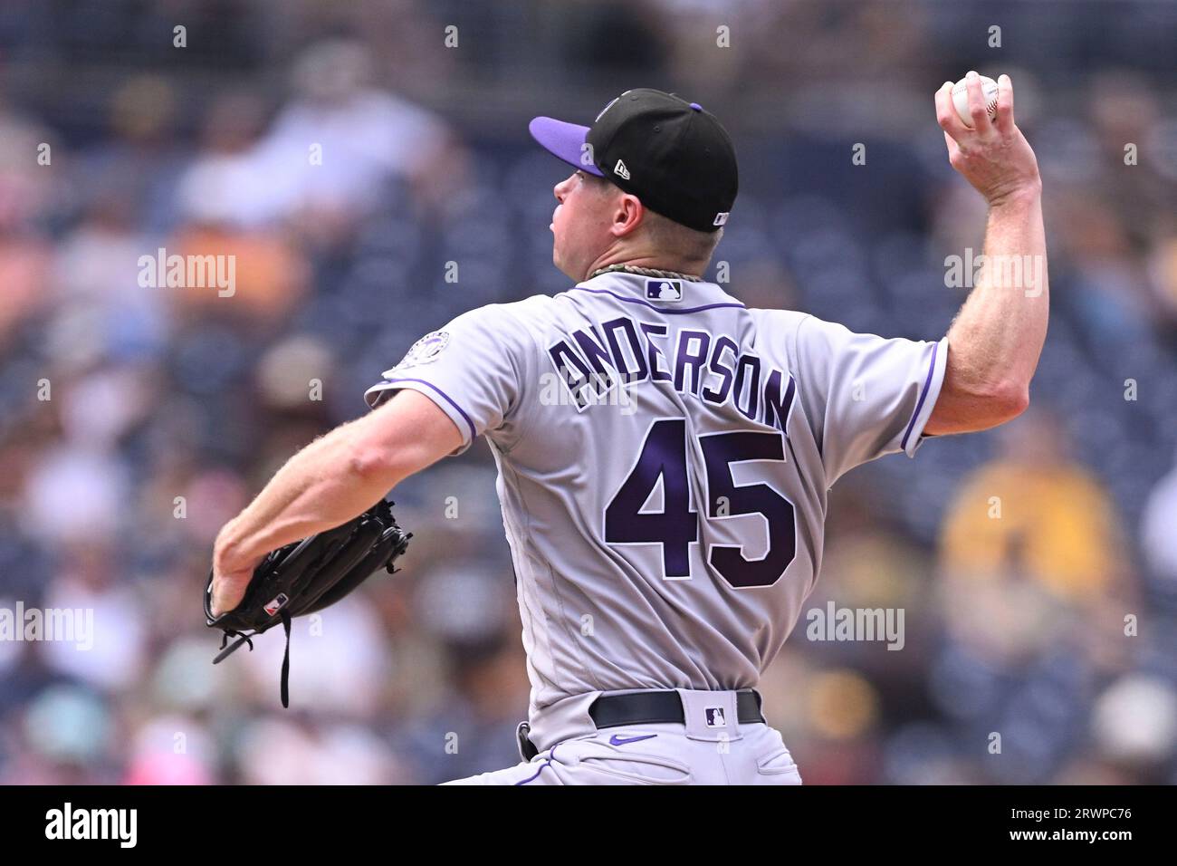 Colorado Rockies starting pitcher Chase Anderson (45) delivers during ...