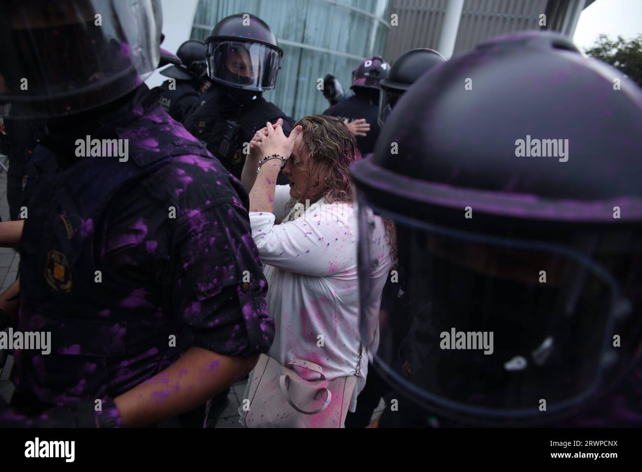 Demonstrators throw paint hi-res stock photography and images - Alamy
