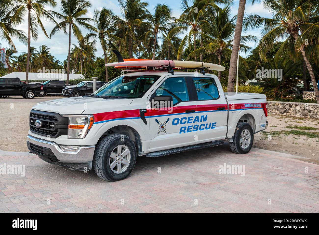 South Beach, City of Miami Beach, Florida, USA - ocean rescue pick-up ...