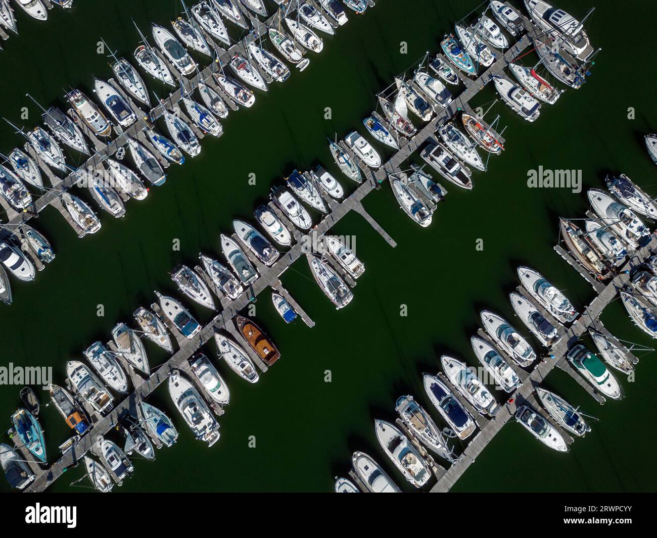 Aerial view of the marina at Conwy on the north Wales coast in the ...