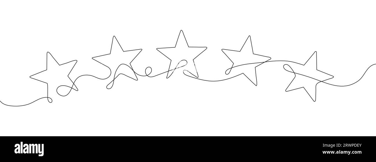 5 stars rating icon vector in continuous style. Five star feedback ...
