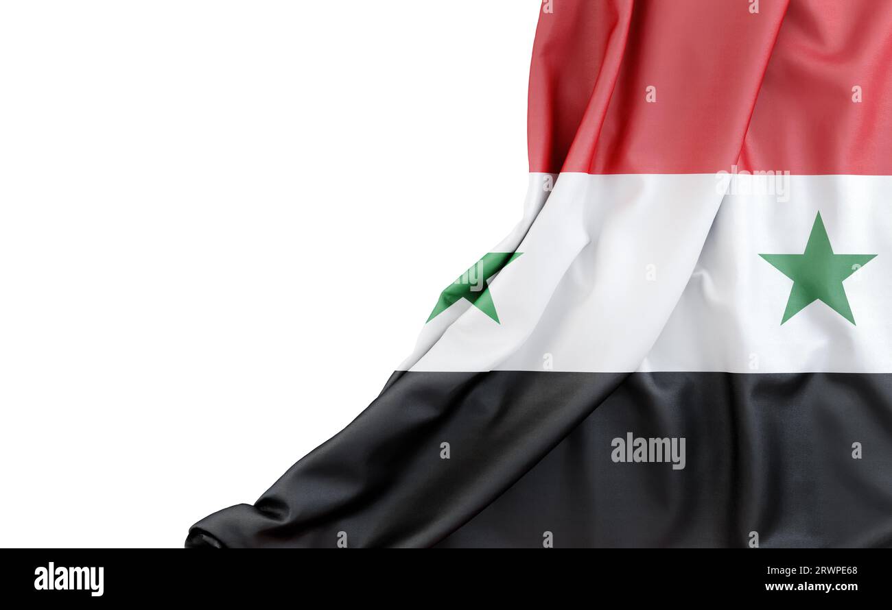 Flag of Syria with empty space on the left. Isolated. 3D Rendering ...
