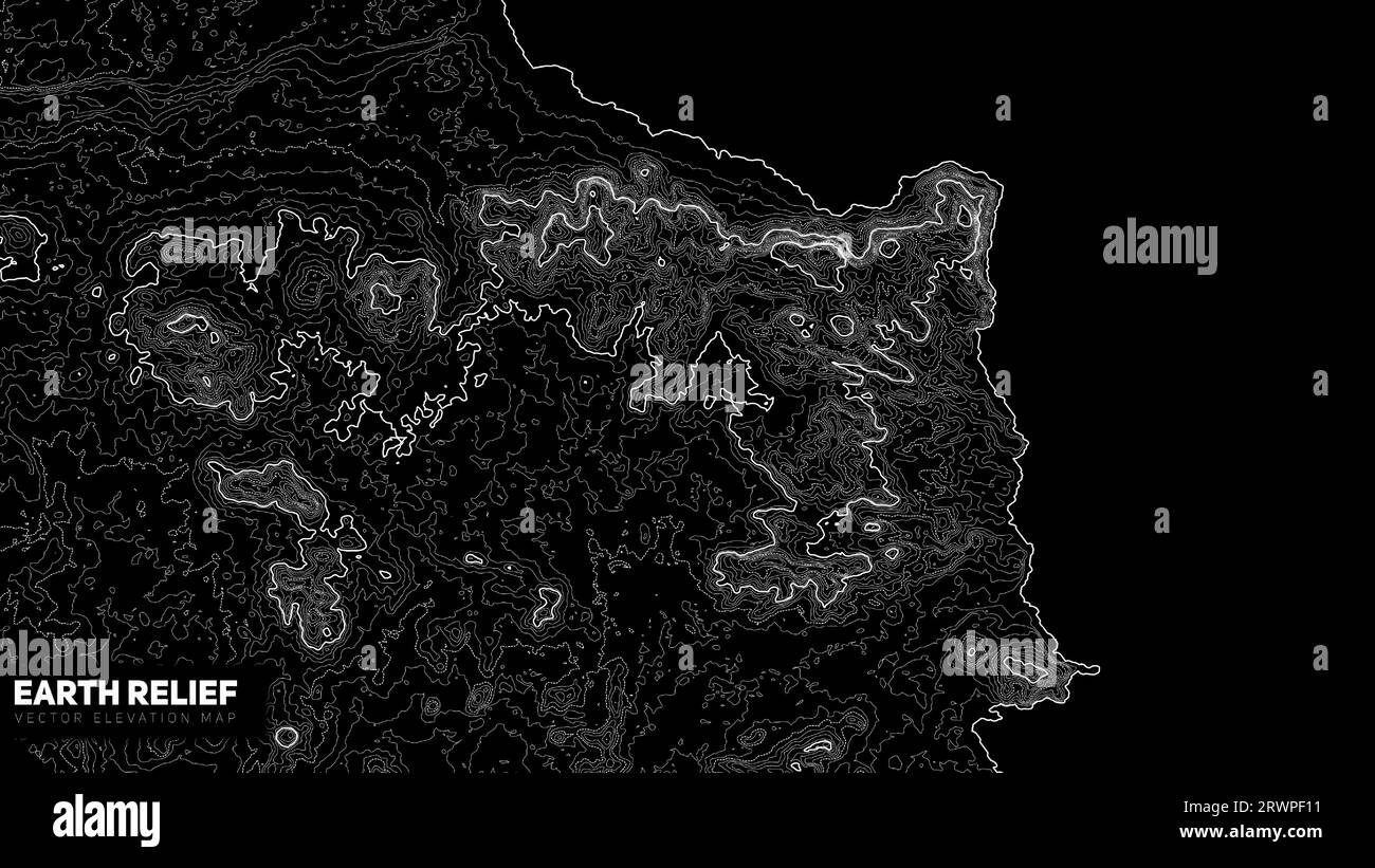 Vector abstract earth relief map. Generated conceptual elevation map ...