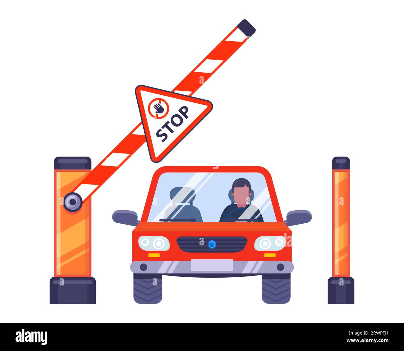 orange barrier for cars to enter the parking lot. flat vector ...