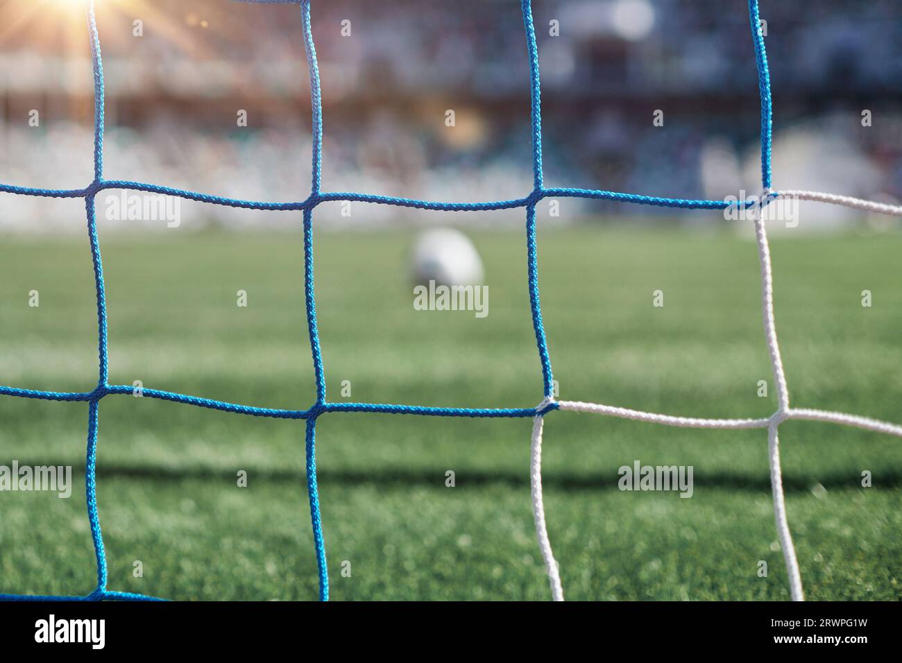 Football goal post with net, back view Stock Photo - Alamy