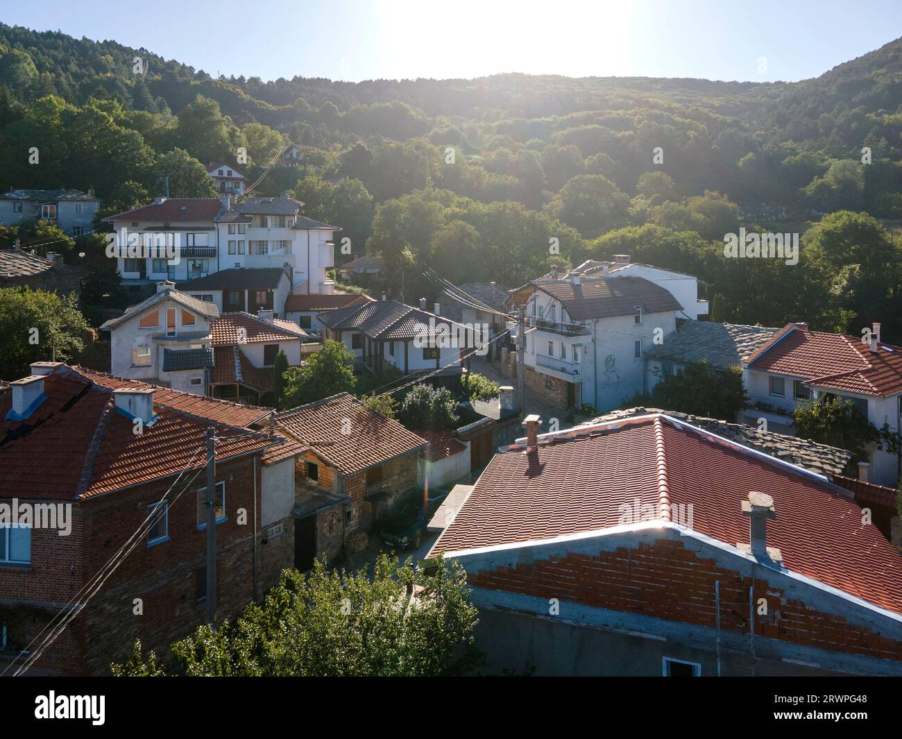 Aerial view of Village of Yavrovo with Authentic nineteenth century ...