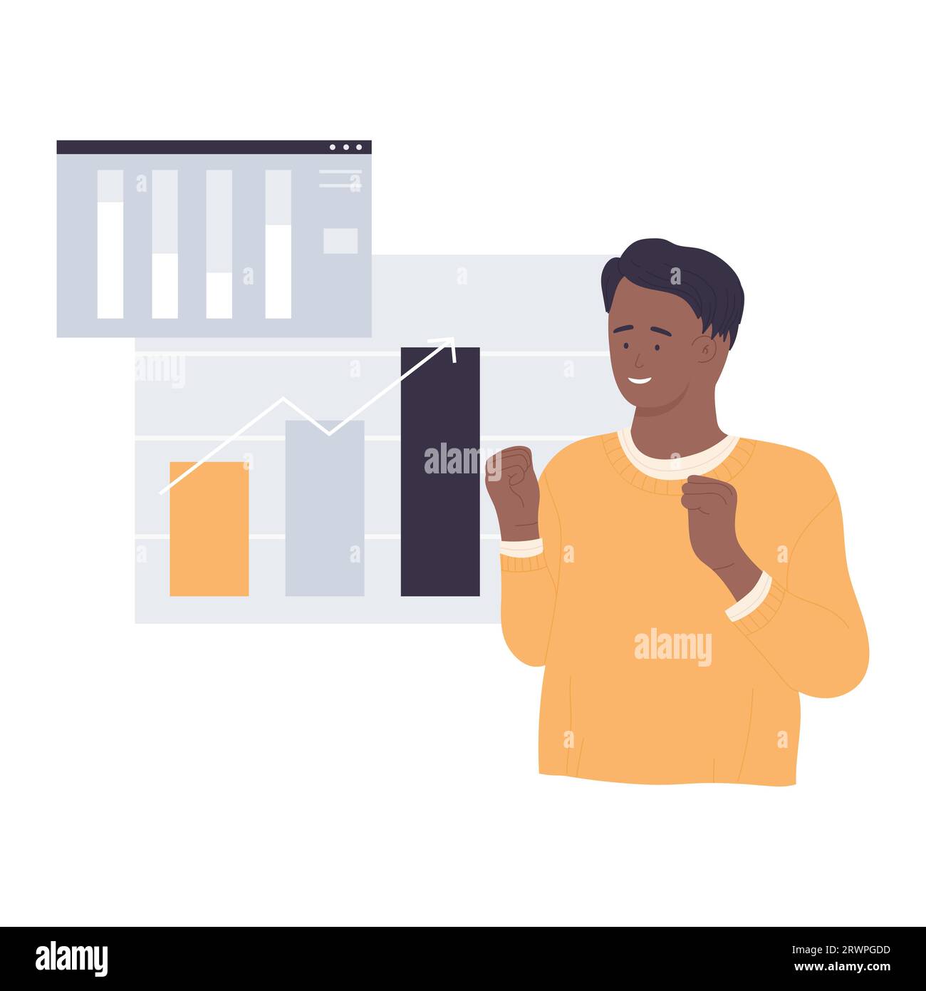 Financial consultant analyzing graphs. Investment money profit cartoon ...