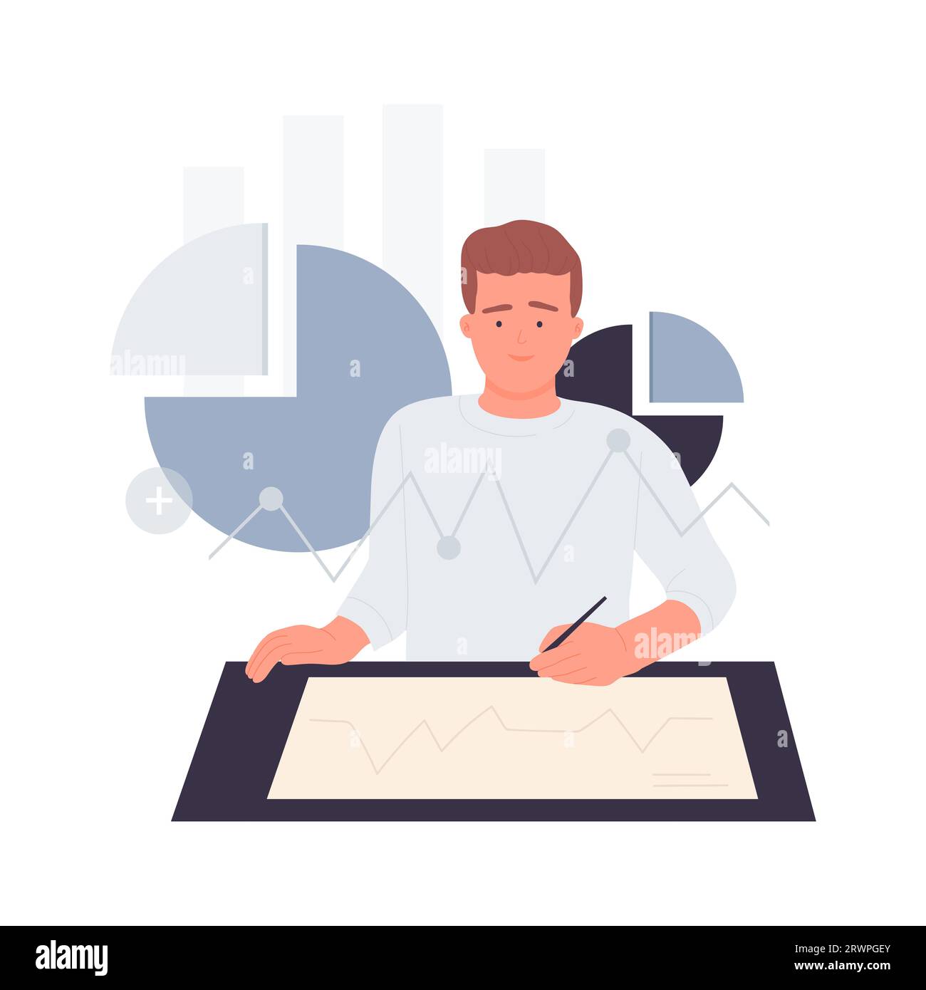 Business financial analyst consultant. Money evolution graphs cartoon ...