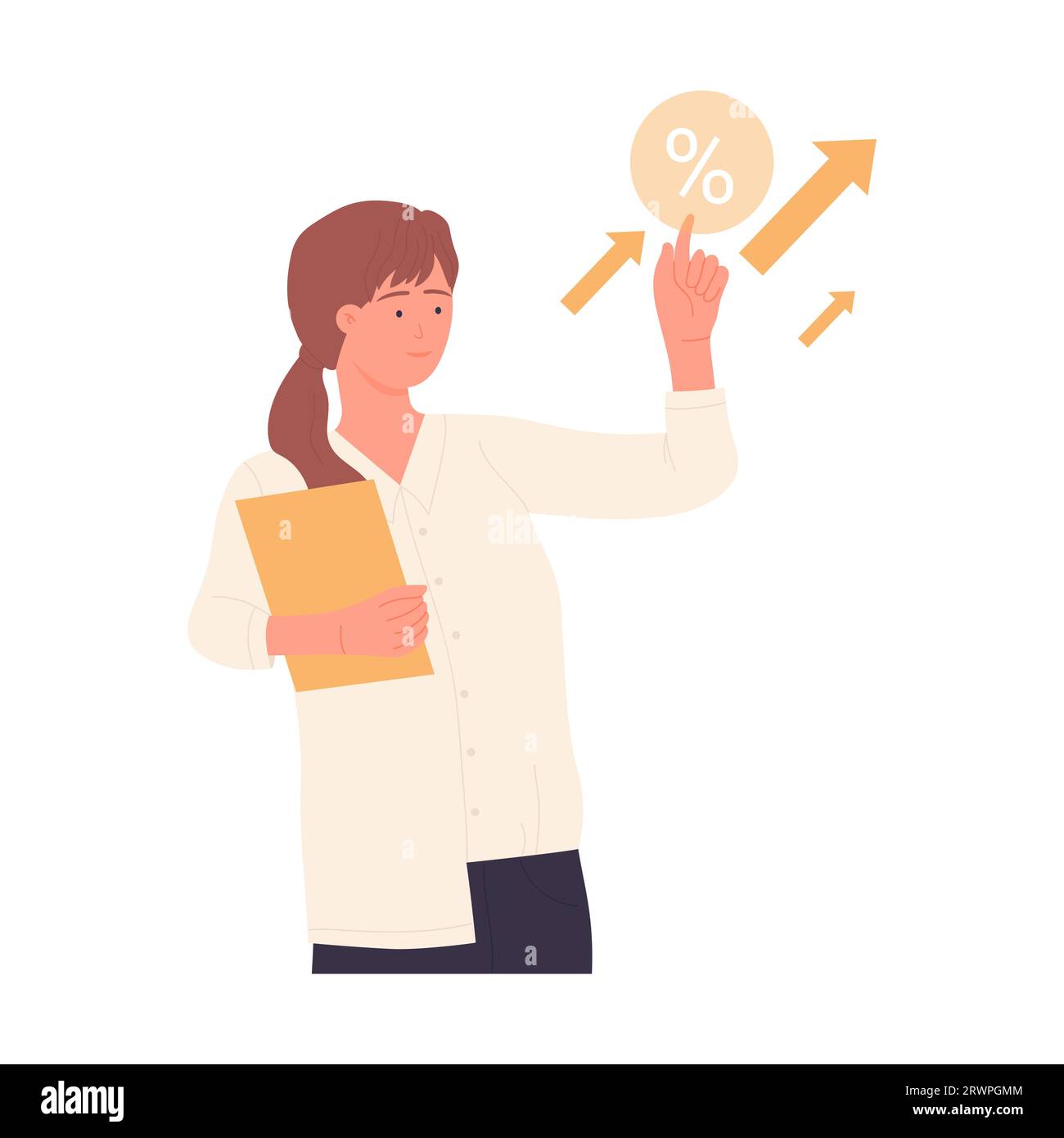 Financial advisor pointing to rate interest growth. Business money ...