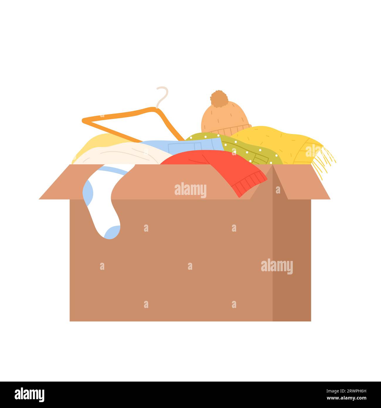 Humanitarian clothes box help. Charity donation, humanitarian support ...